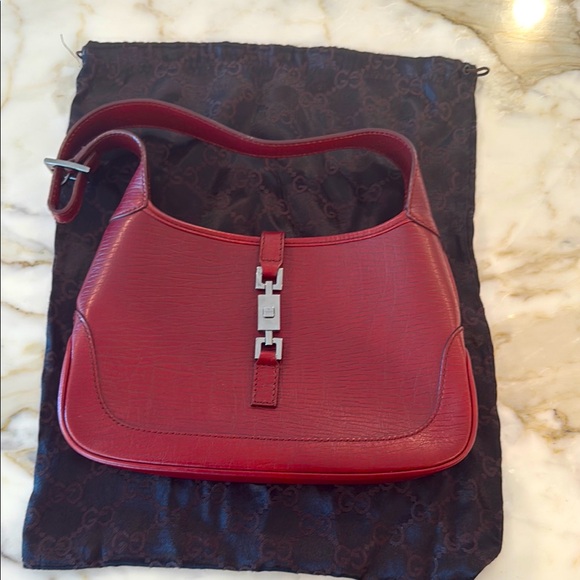 Gucci | Bags | Gucci Jackie Red Shoulder Bag With Iconic Crescent ...
